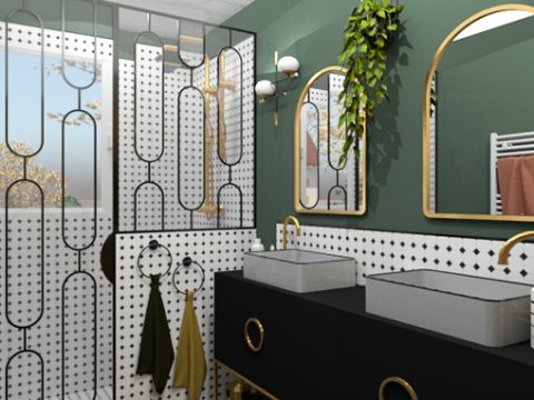 Design d'une paroi de douche sur mesure de style Art Déco-Léonie Noblet